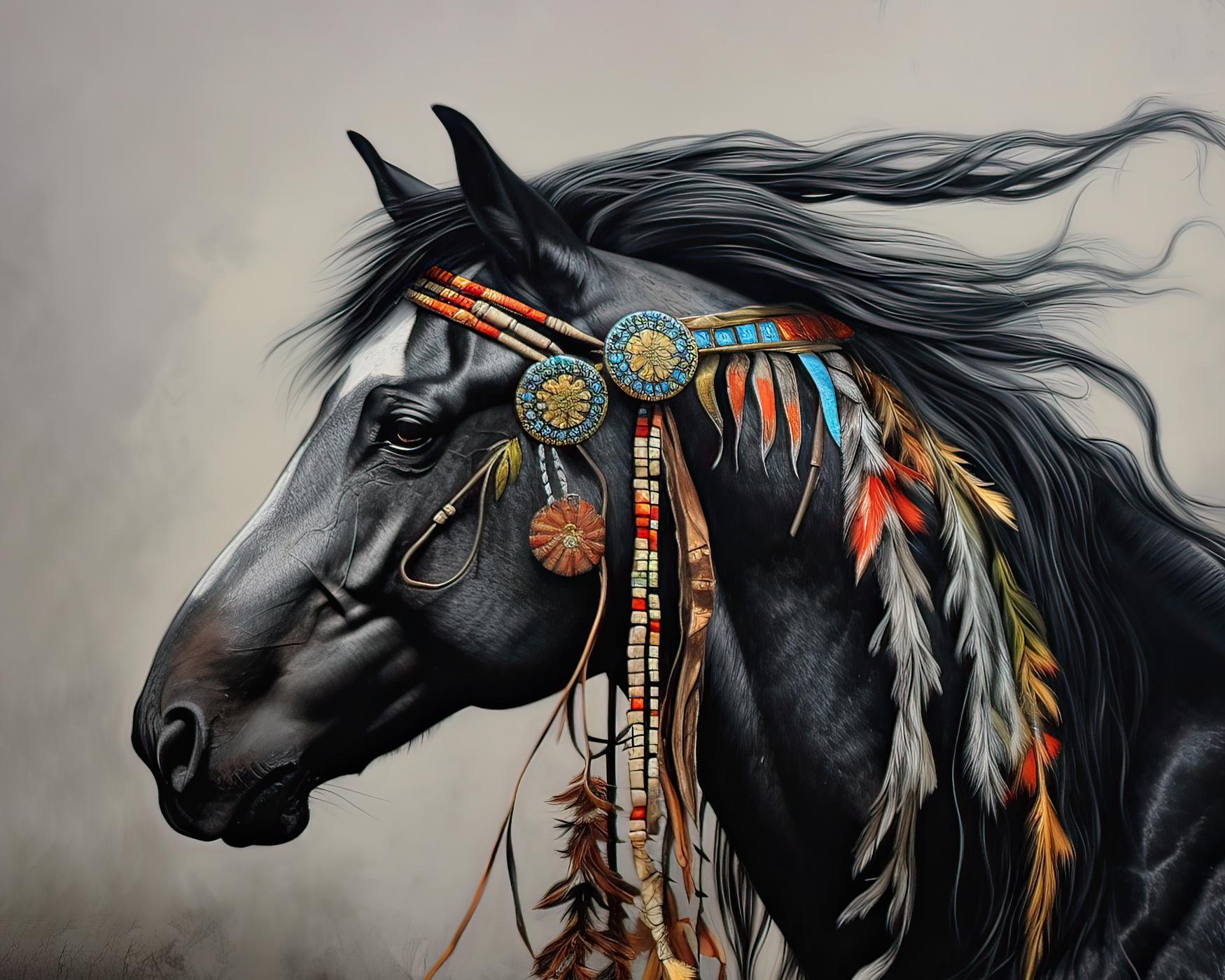 Tablouri canvas - Cal indian negru – ZUTY RO