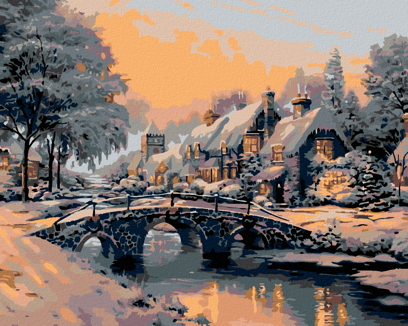 Pictură pe numere - POD PESTE RÂU ÎNGHEȚAT – ZUTY RO